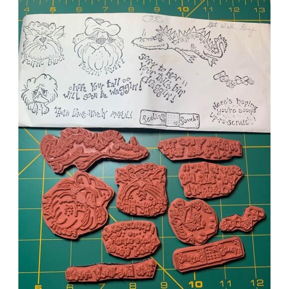 Lindy's Stamp Gang | Other | Get Well Gang Unmounted Rubber Stamp Set ...